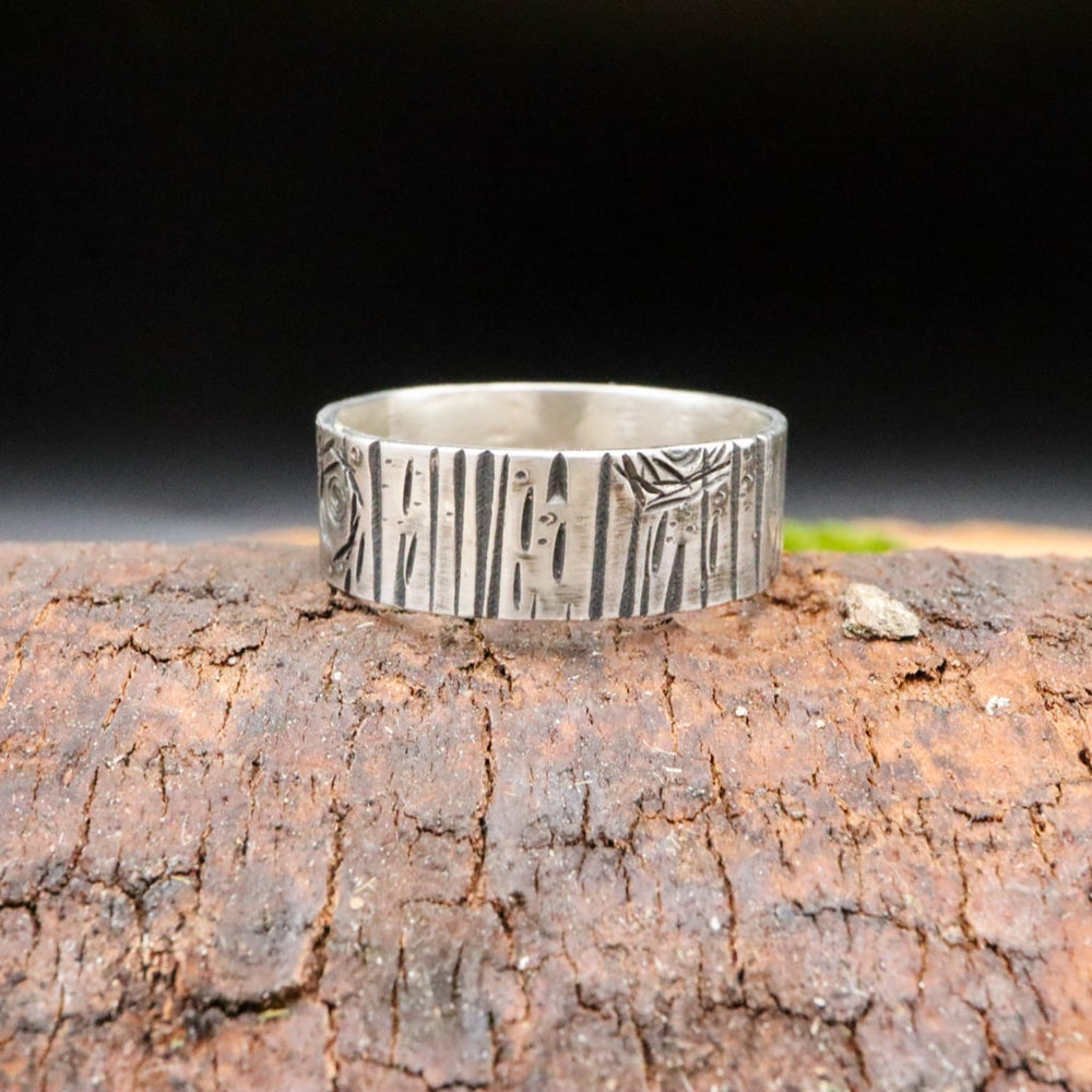 Sterling Silver Tree Bark Ring for Women or Men - Tree Jewelry