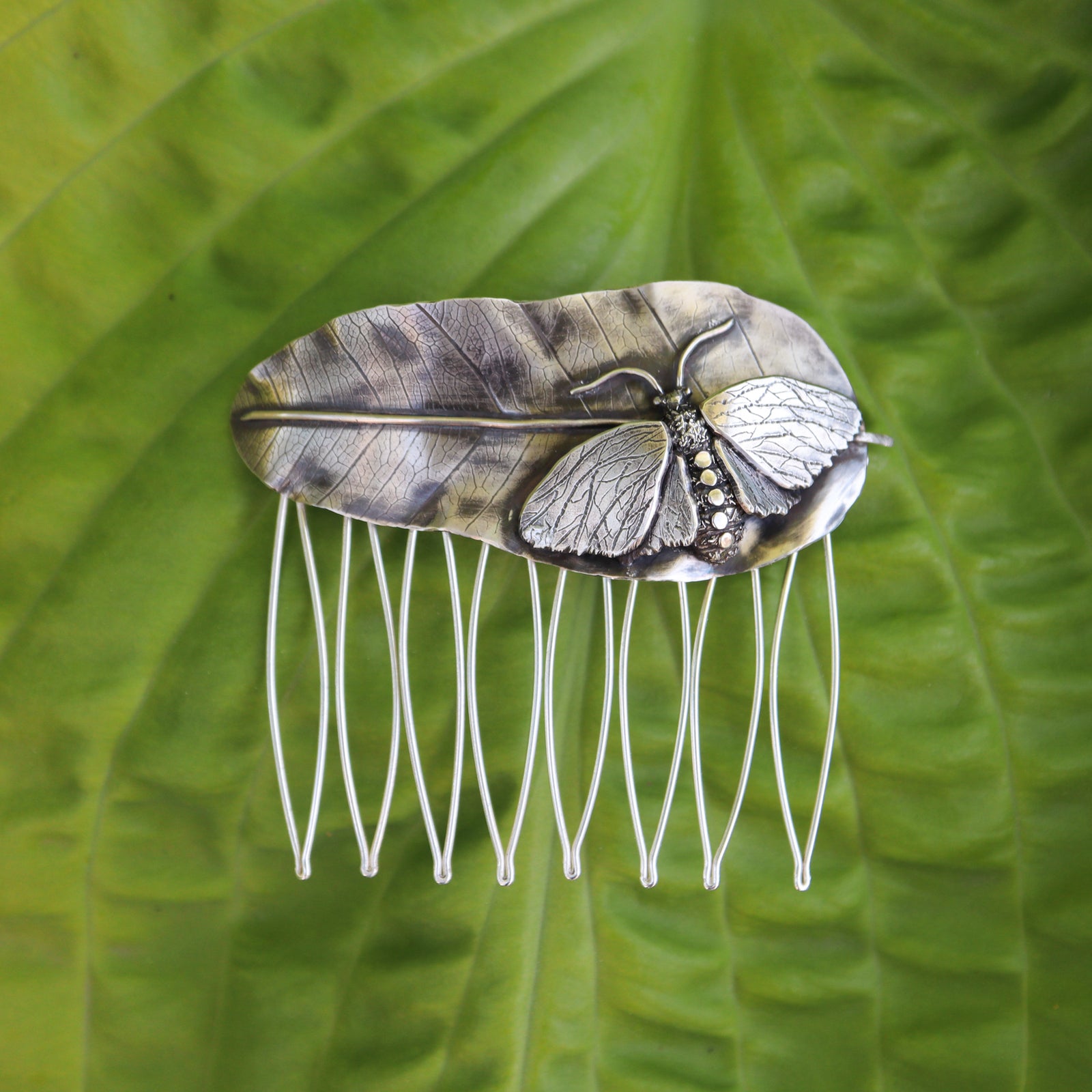 Milkweed Tussock Moth Silver Decorative Hair Comb | Sterling Silver ...