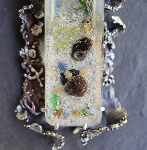 Sterling Silver and Boro Glass Sea Turtle Necklace | Woman's Ocean Necklace